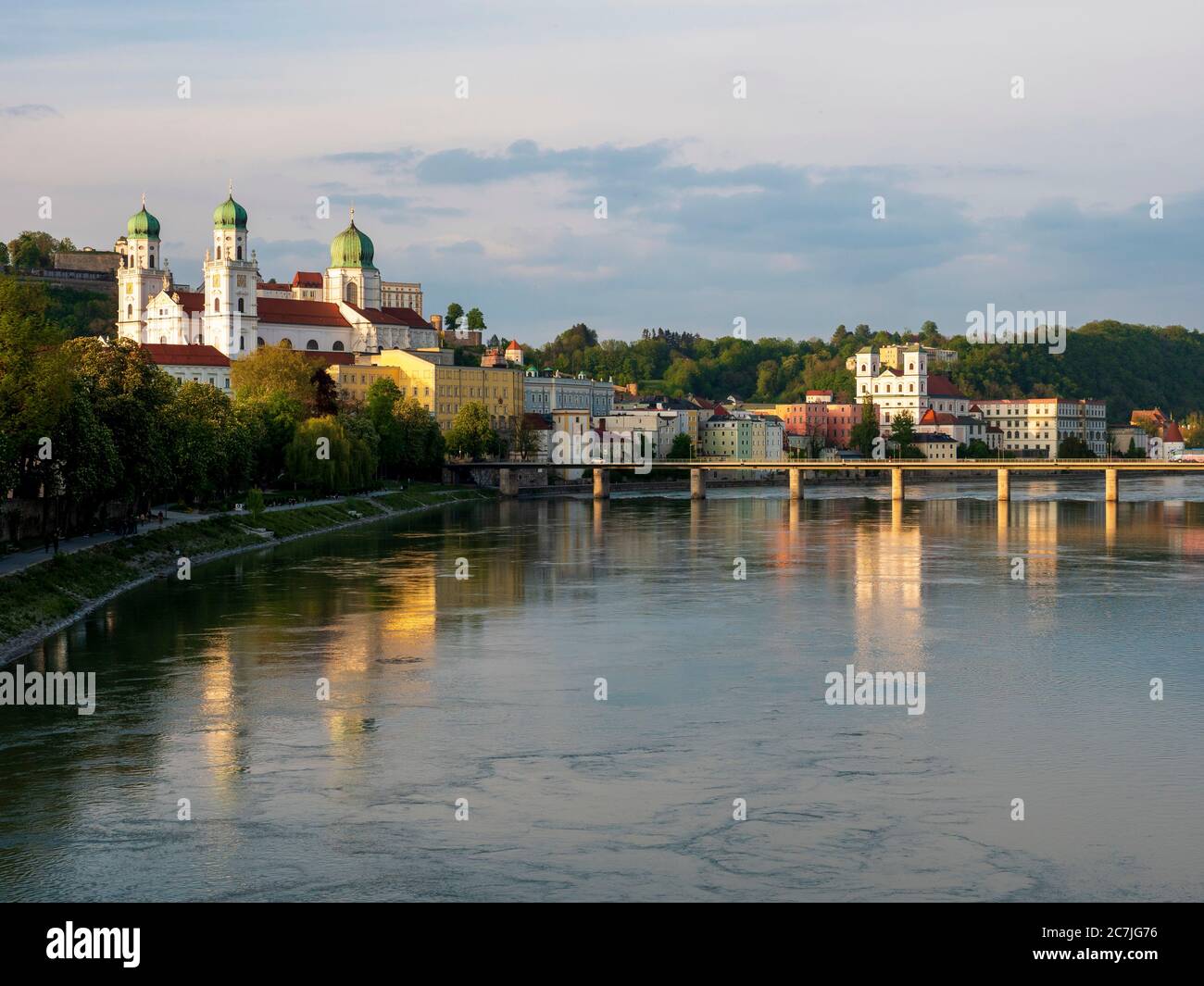 Old town with cathedral from Inn bridge, Passau, Bavaria, Germany Stock ...