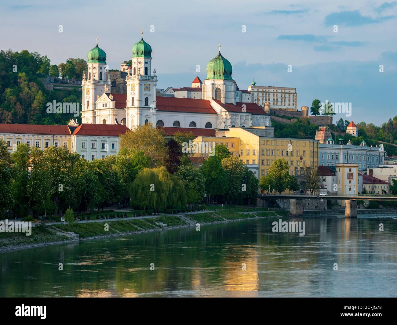 Old town with cathedral from Inn bridge, Passau, Bavaria, Germany Stock ...