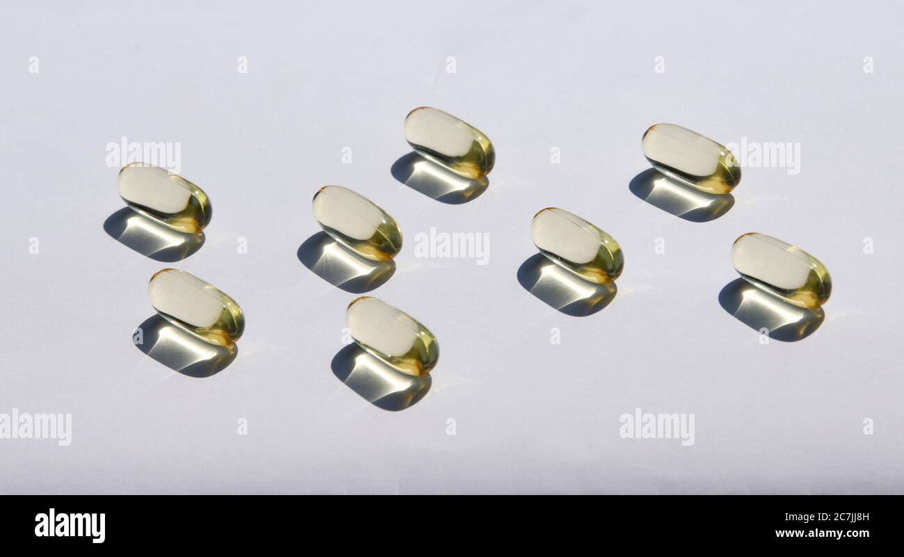Fish Oil Capsules Omega 3 Fatty Acids Stock Photo Alamy