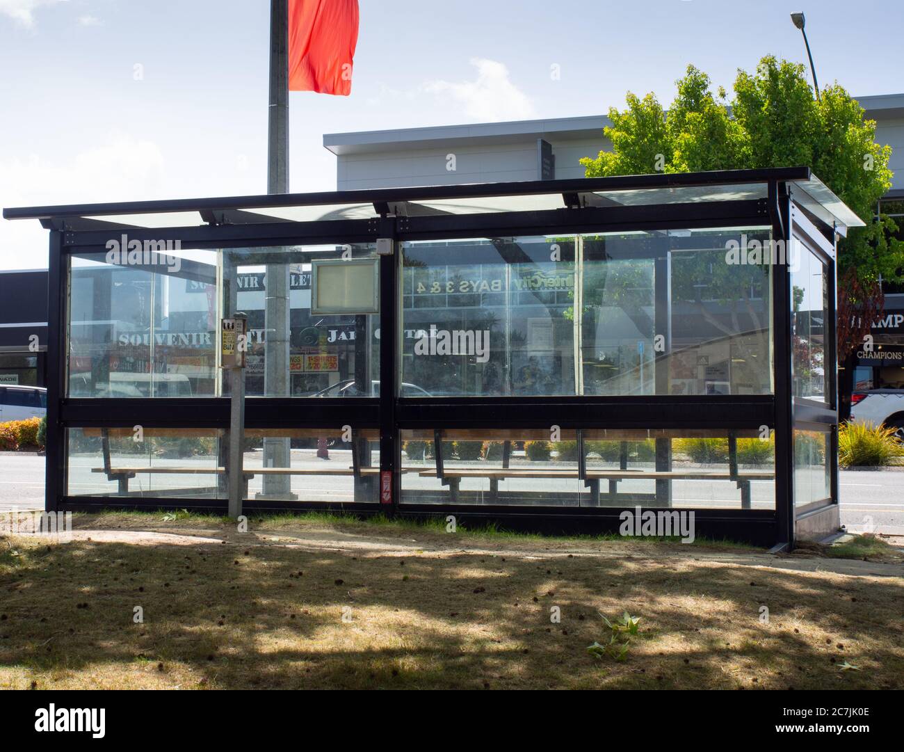 Bus Stop On A Main Street In Taupo Stock Photo - Alamy