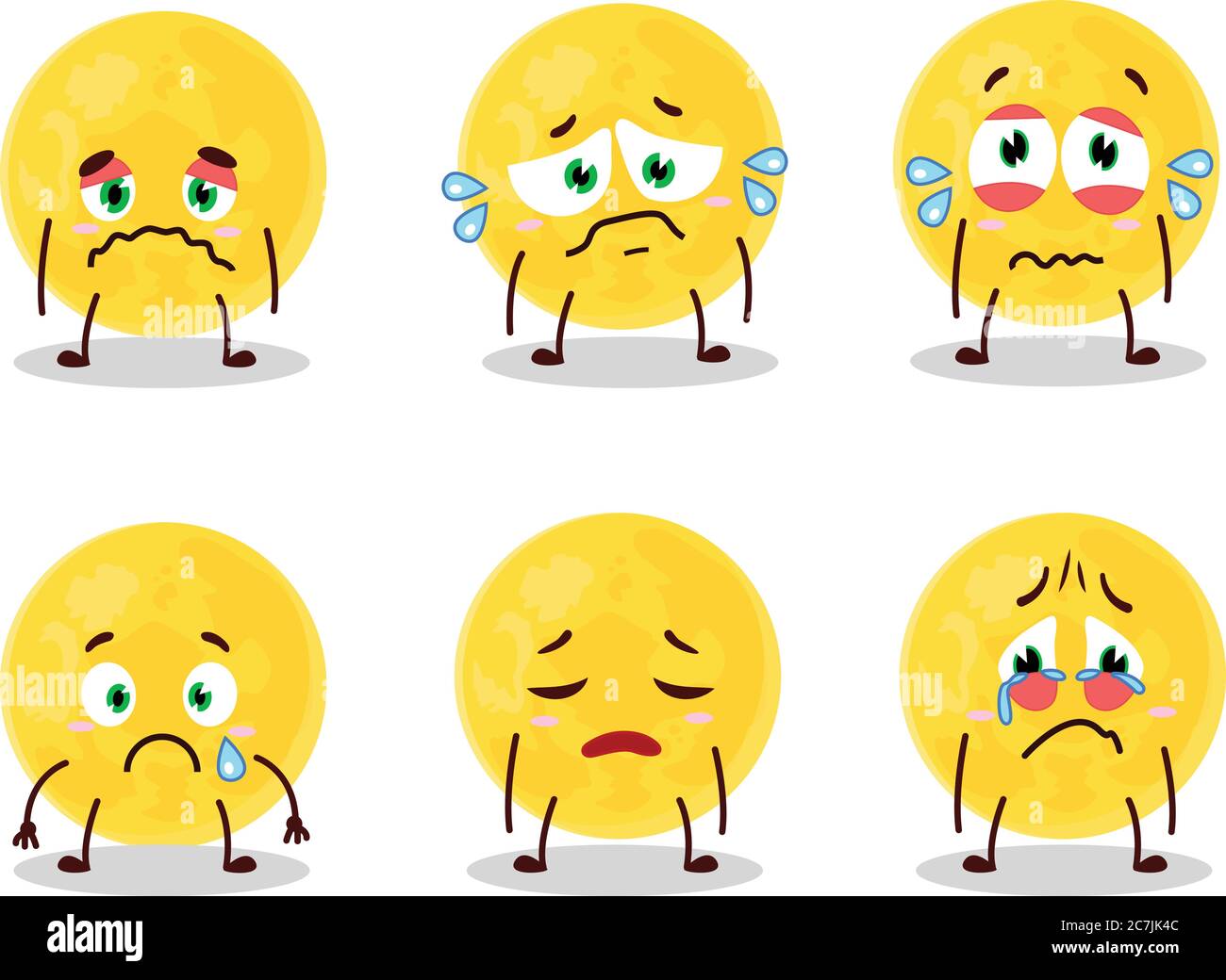 Yellow moon cartoon character with sad expression Stock Vector Image ...