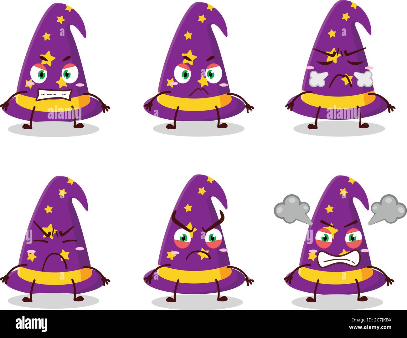 Wizard hat cartoon character with various angry expressions Stock ...