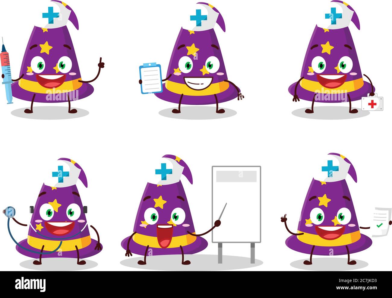 Doctor profession emoticon with wizard hat cartoon character Stock ...