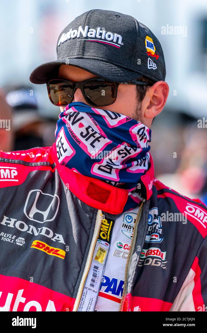 Newton, Iowa, USA. 17th July, 2020. ALEXANDER ROSSI (98) of the United ...