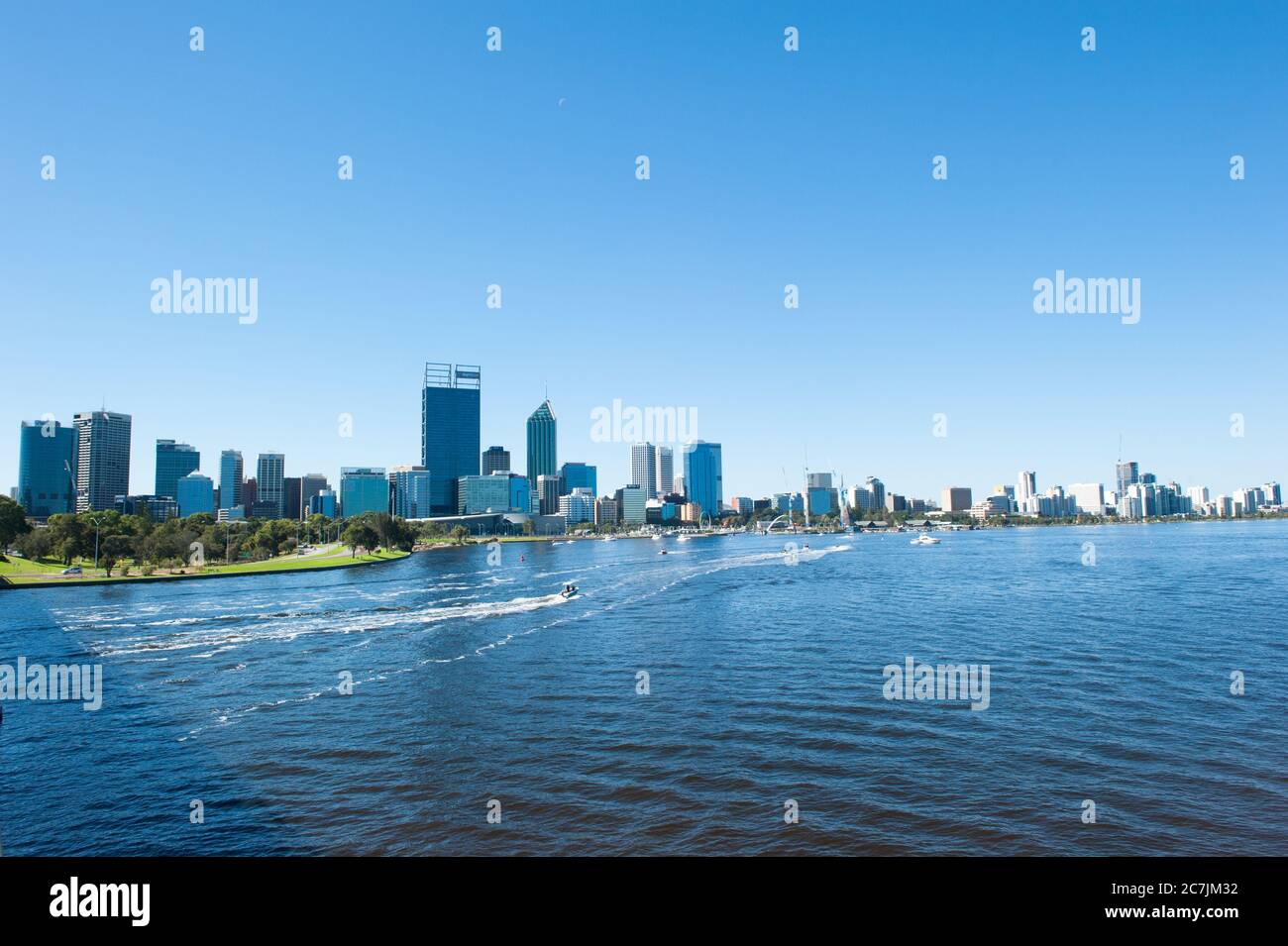April 2, 2017: Scenic skyline of Perth, capital of Western Australia at ...