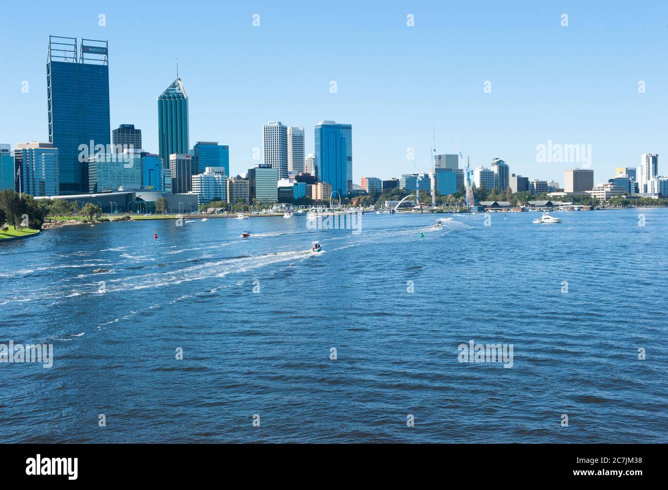 April 2, 2017: Scenic skyline of Perth, capital of Western Australia at ...
