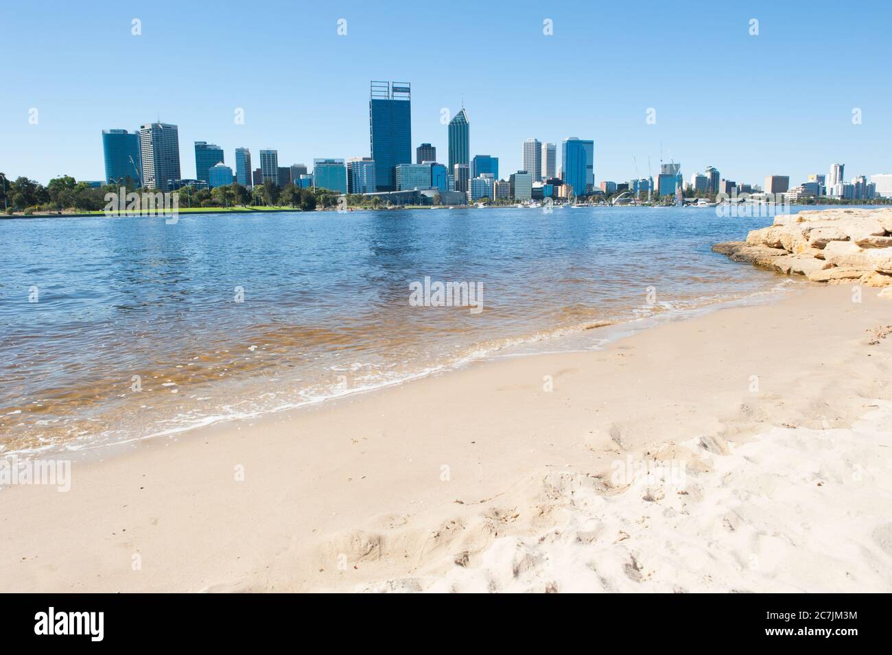 April 2, 2017: Scenic skyline of Perth, capital of Western Australia at ...