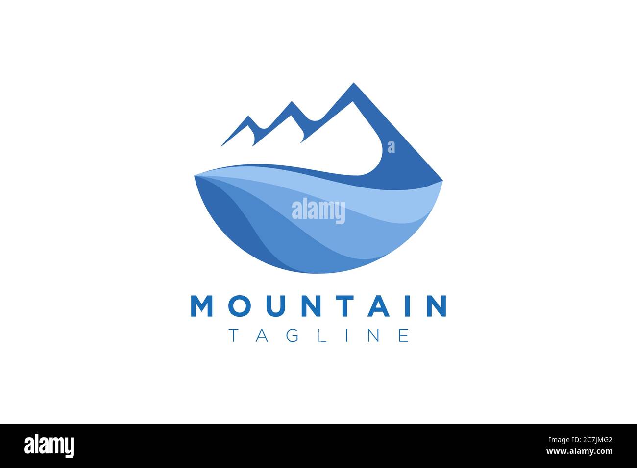 Design of a blend of mountain with wave of sea water. Minimalist and ...