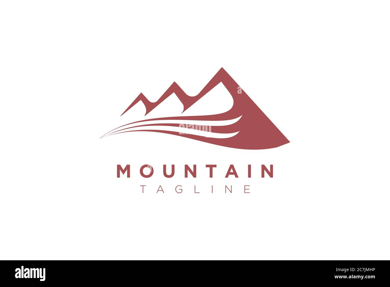 Design of a blend of mountain with wave of sea water. Minimalist and ...