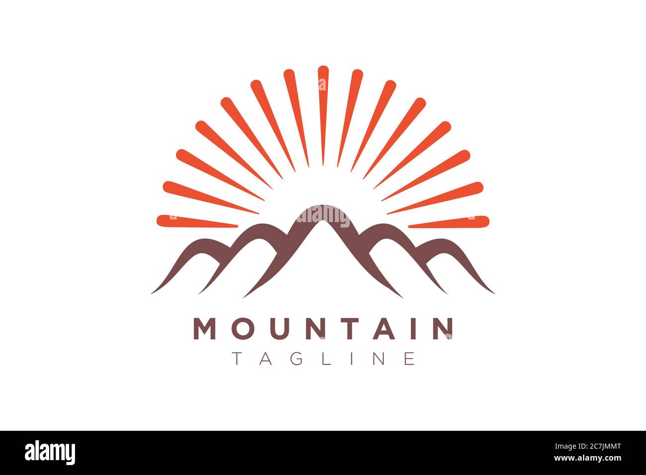 Mountain vector design with the sun in a minimalist and simple shape ...