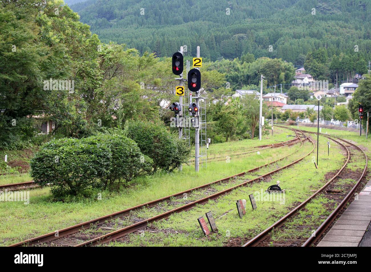 Inside Yufuin station waiting for the train. Taken in Oita, Japan, June ...