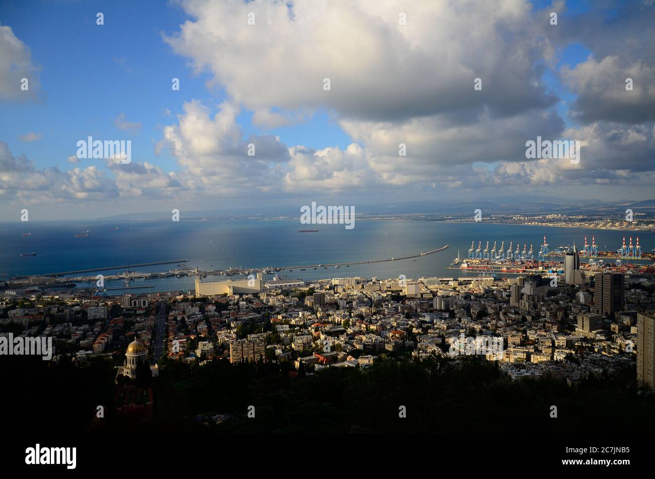 Aerial view of the Haifa, Israel under the cloudy sky Stock Photo - Alamy