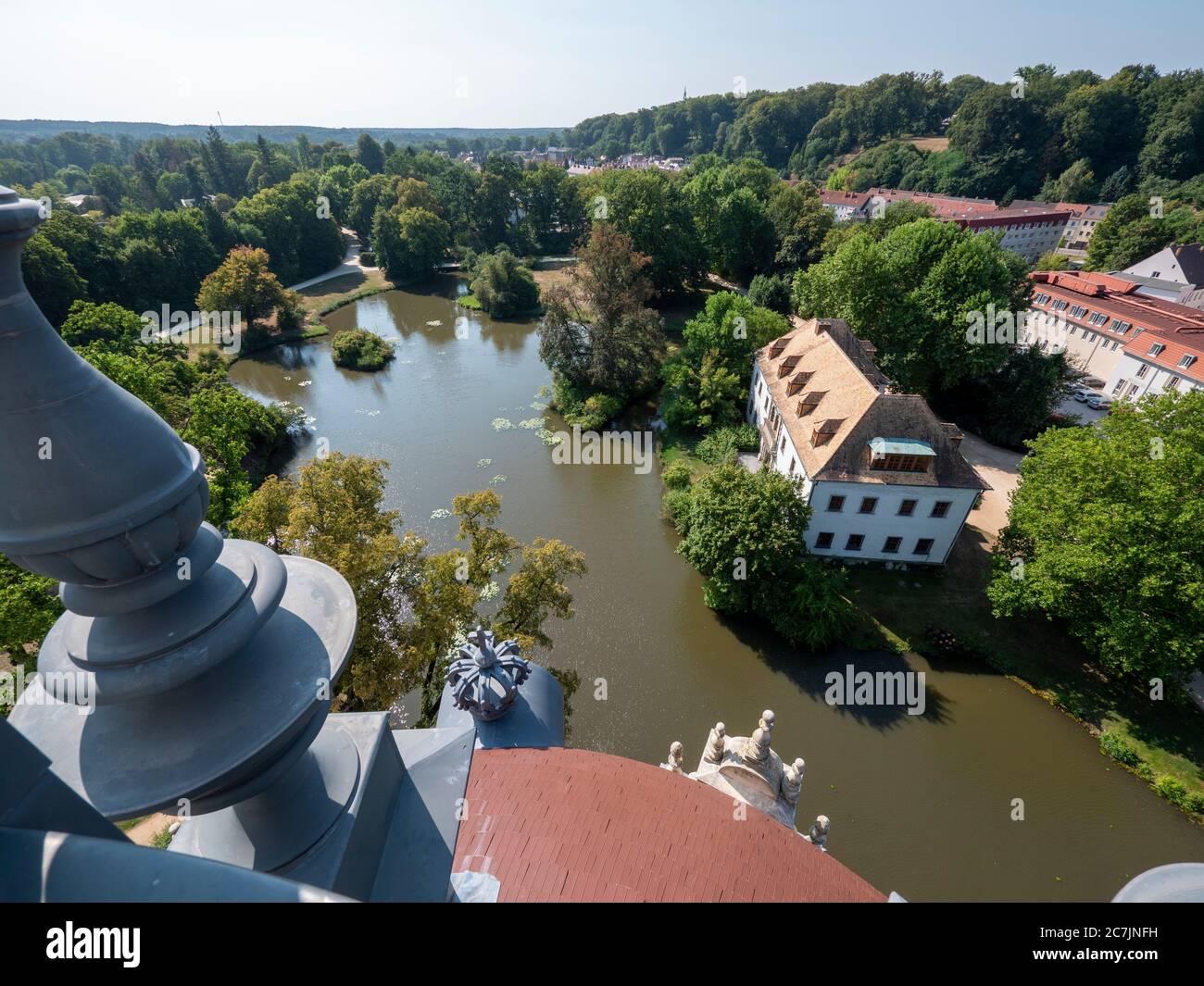 New castle, view from the tower, Muskauer Park, UNESCO World Heritage ...