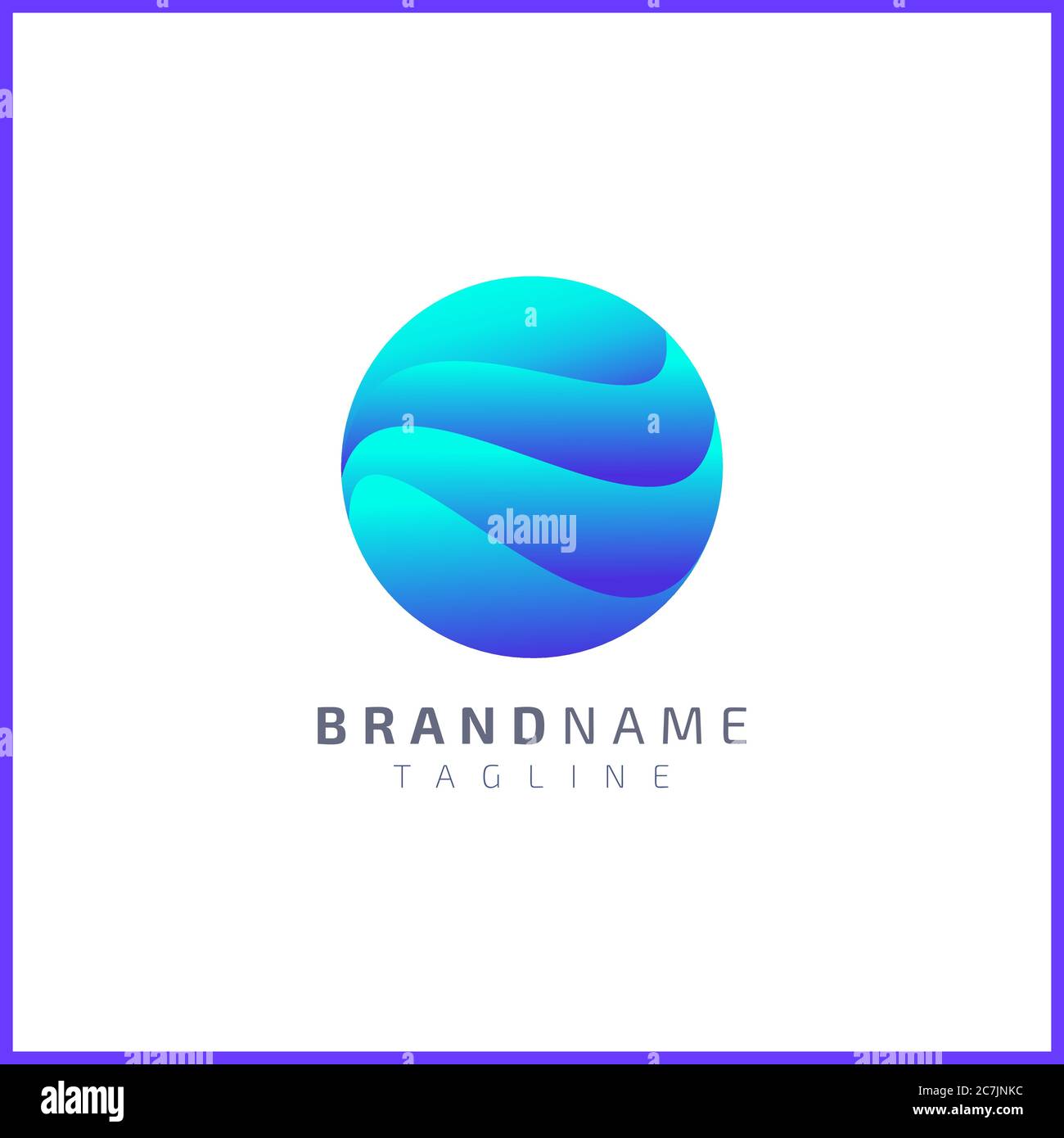 Ocean waves in circle shape. Logo design with beautiful gradient color ...