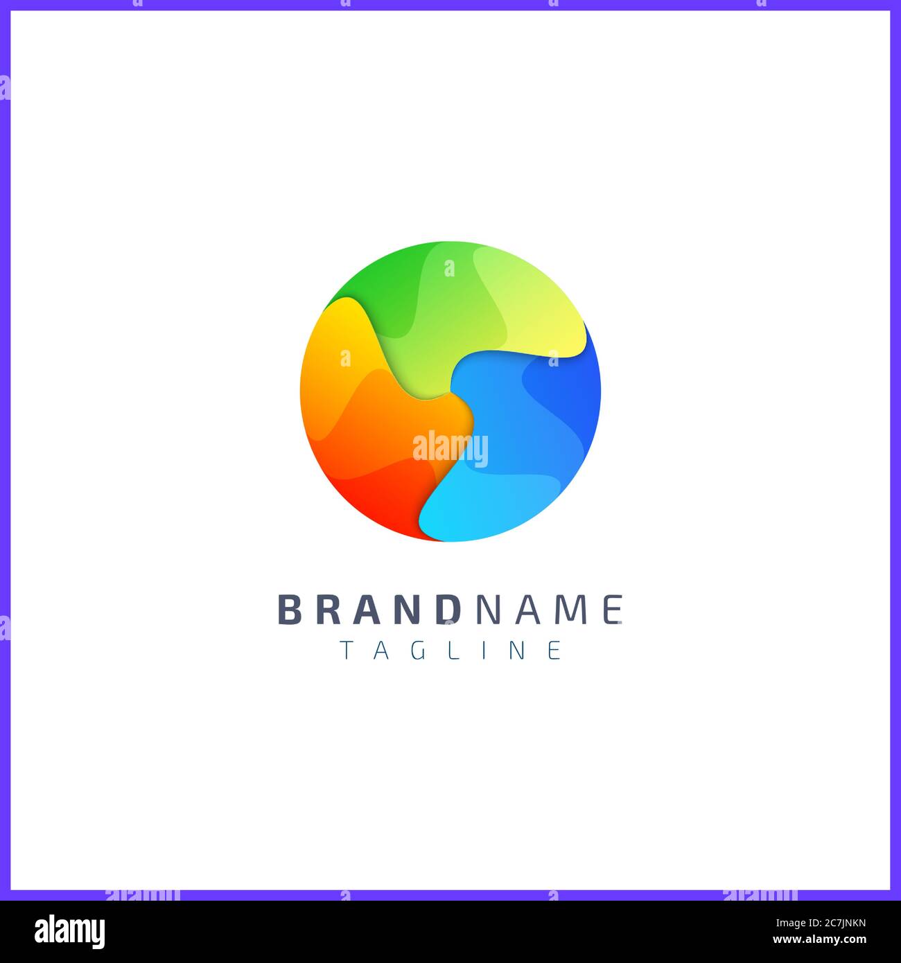Colorful Sea Waves in circle shape. Logo design with Beautiful gradient ...