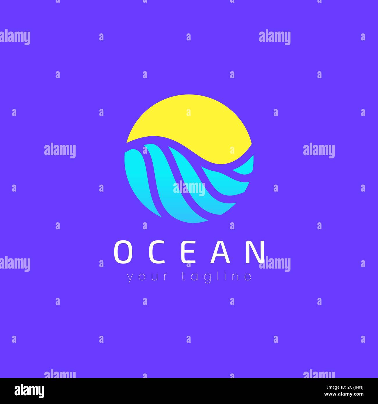 Wave and sun logo in abstract form. Simple and minimalist design Stock ...