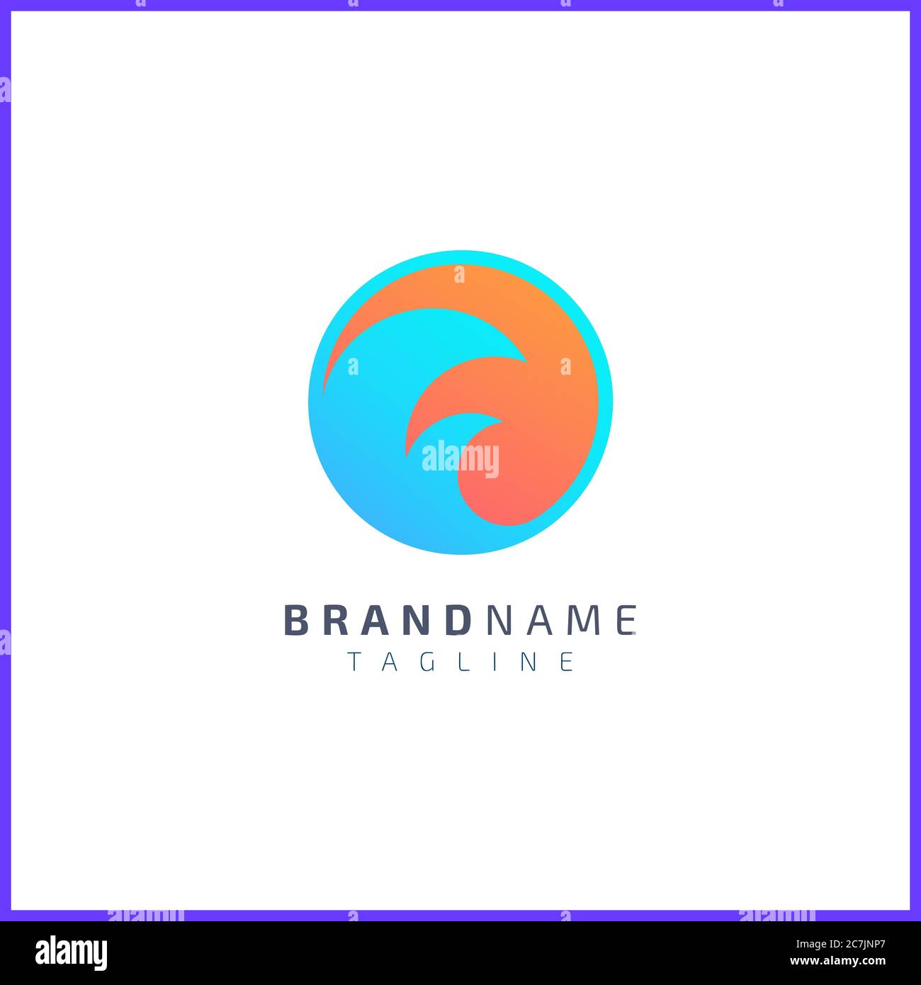 Sea waves with sun in circle with gradient color Stock Vector Image ...