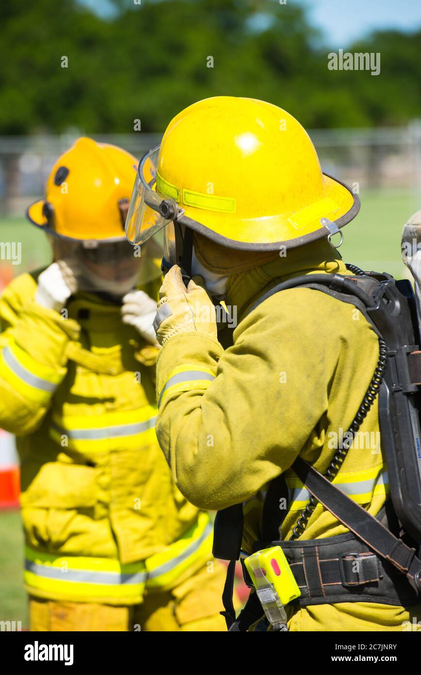 Perth, Australia, 26 November 2017: Firefighters of emergency response ...