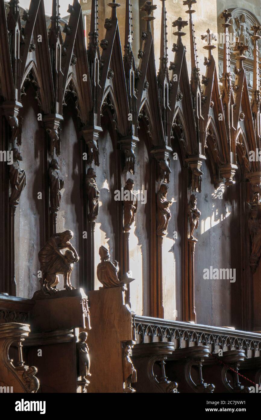 Cathedral inside, Gothic choir stalls, Bamberg old town, UNESCO World ...