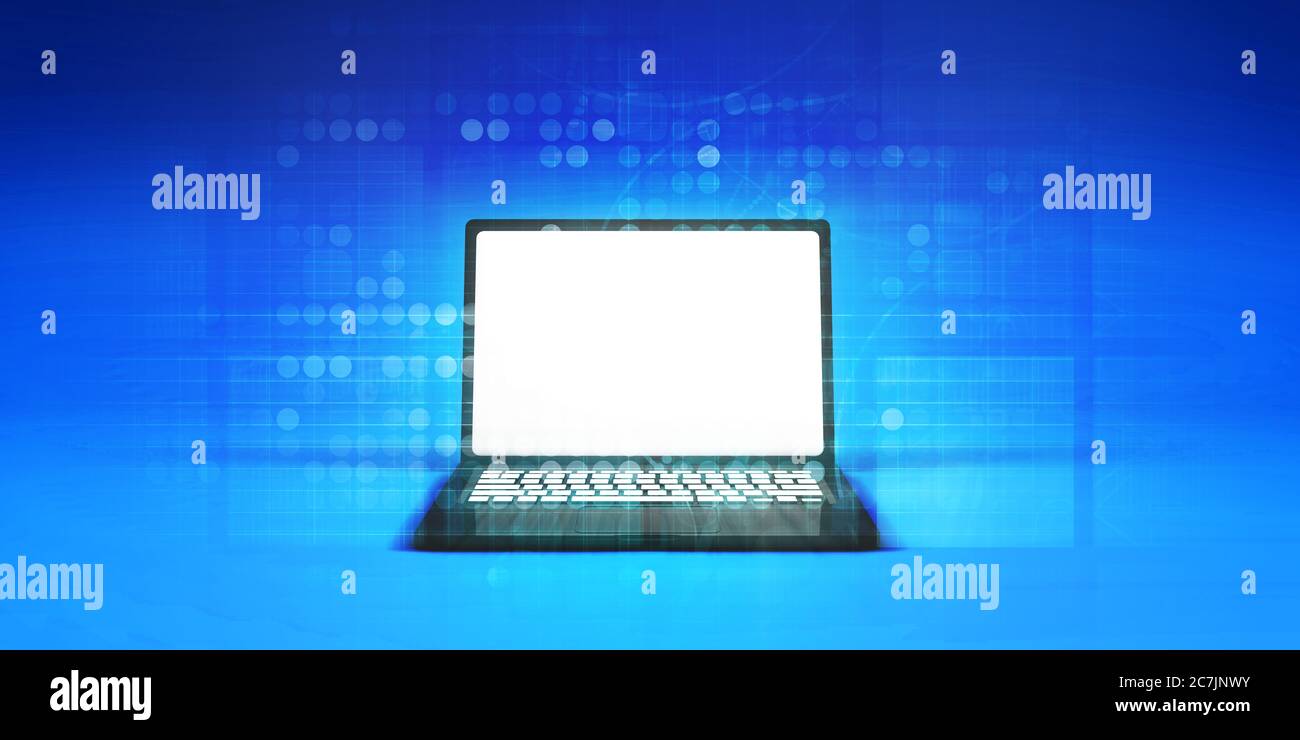 Exploring the Internet on a Computer Laptop with Copy Space Stock Photo ...