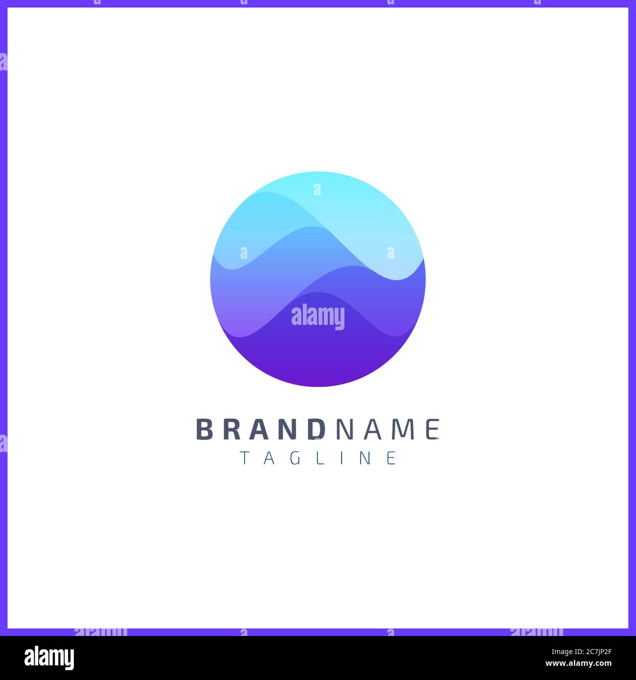 Ocean waves in circle shape. Logo design with smooth gradient color ...