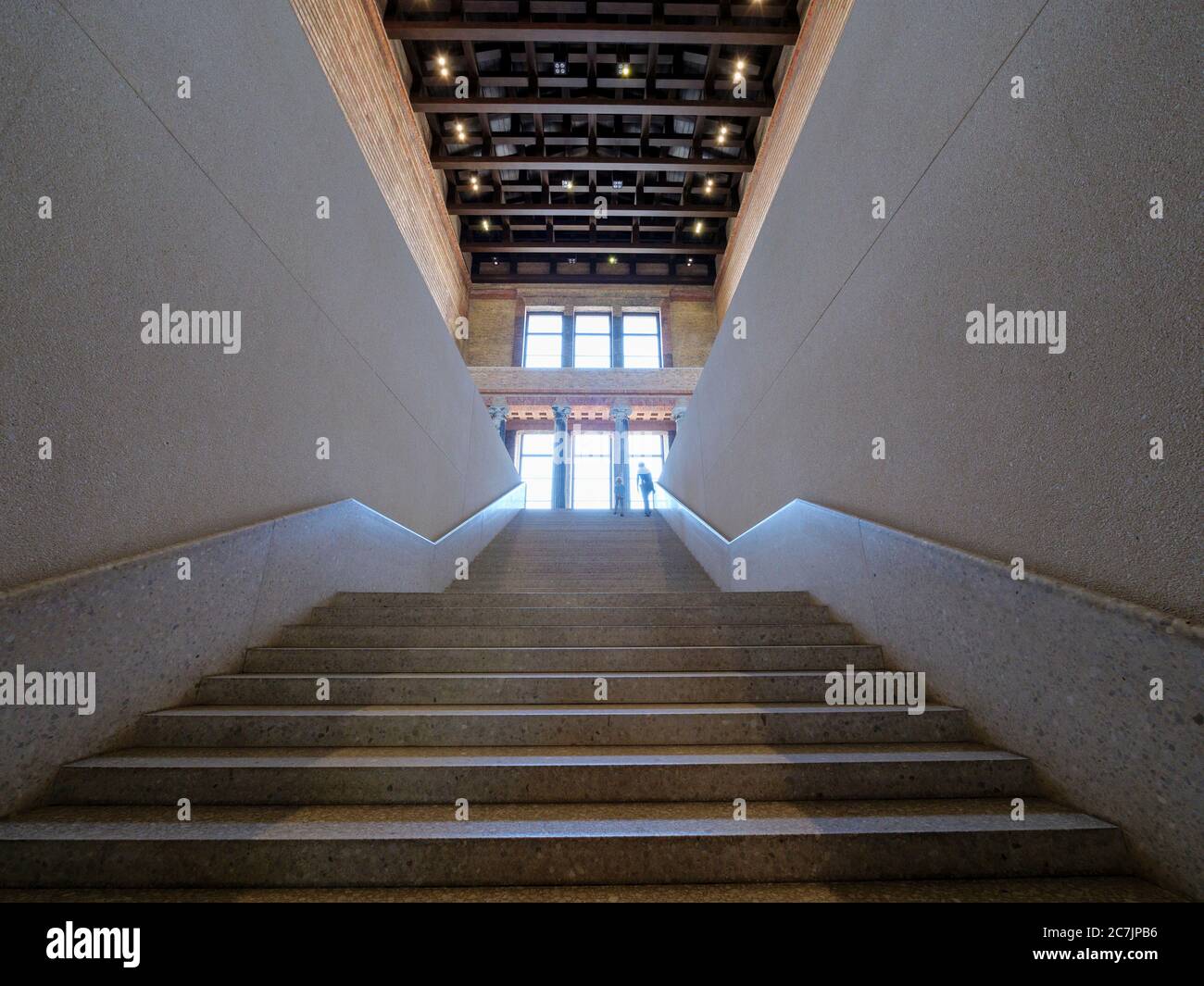 Neues Museum, inside, staircase, stairwell, Museum Island, Berlin ...