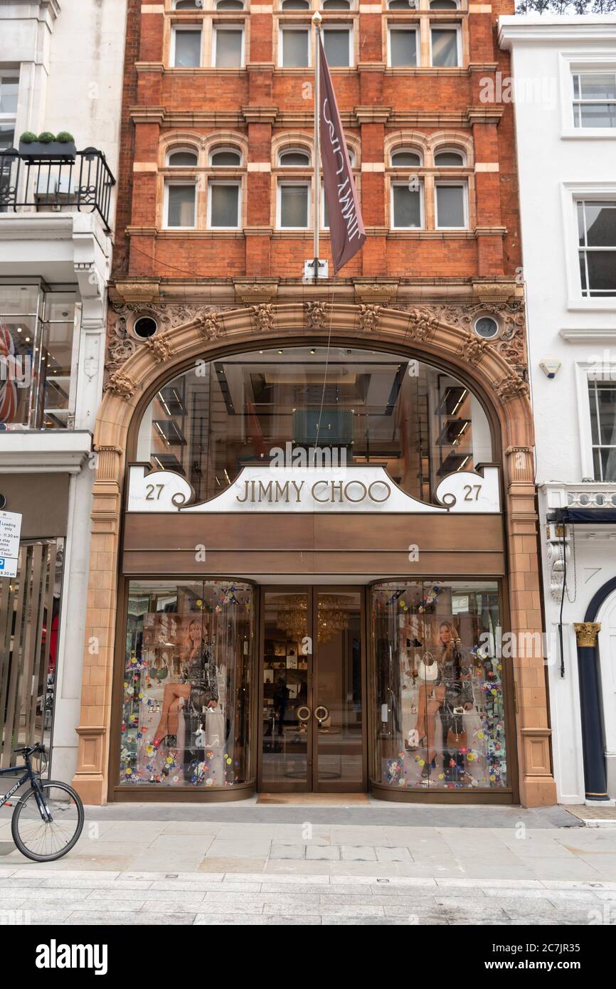 London, UK. 16th July, 2020. Storefront of the Jimmy Choo store in the ...