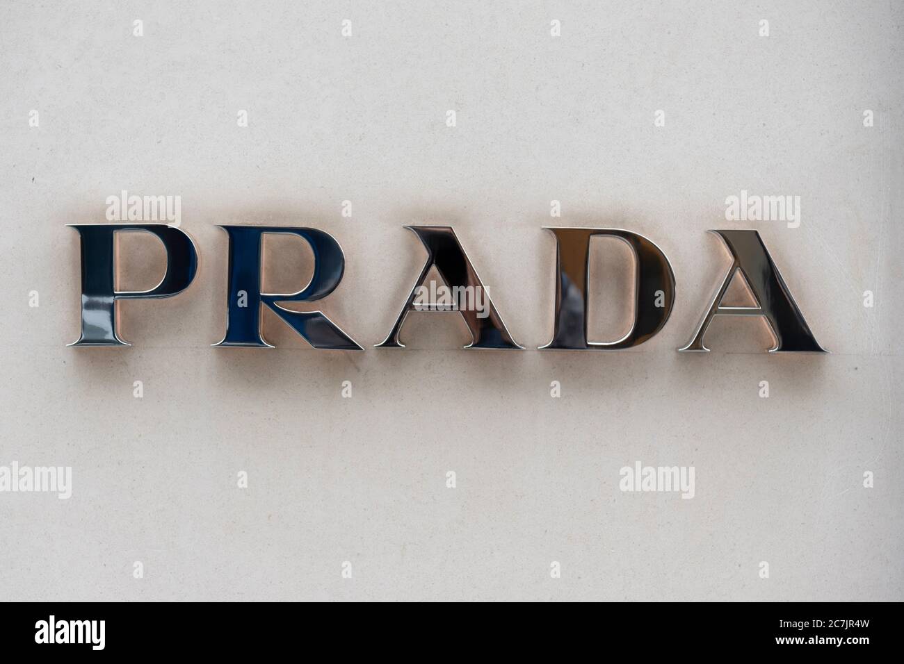 London, UK. 16th July, 2020. Prada sign on their store in the ...