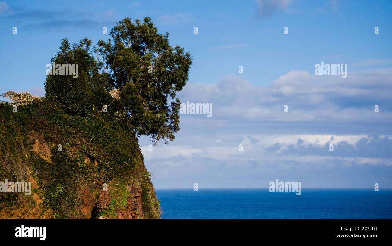 Scenery of a rock formation near the ocean in Asturias, Spain Stock ...