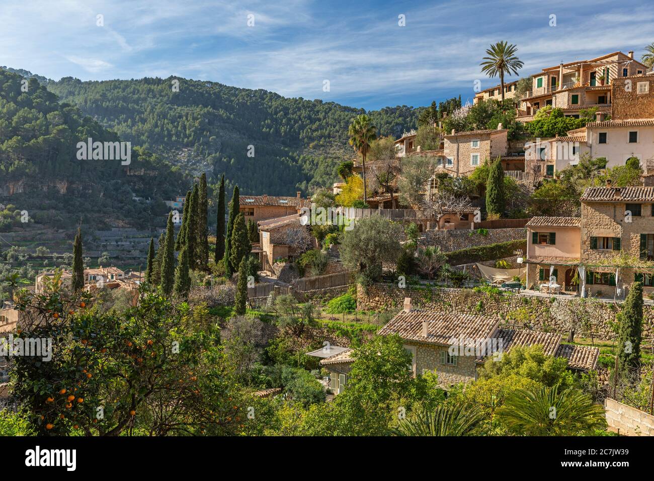 The artist village Deià, town overview, Mallorca island Stock Photo - Alamy