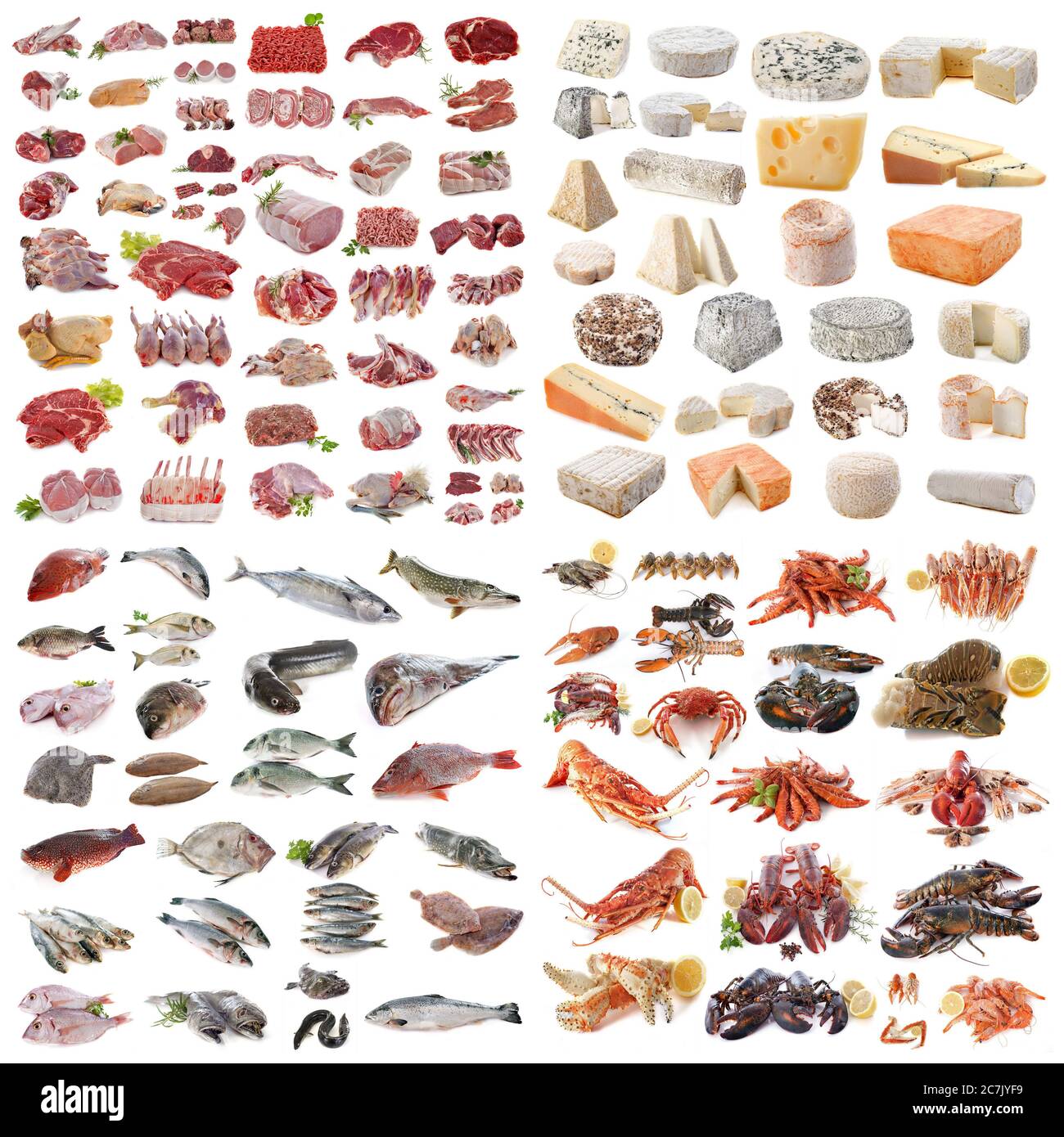 group of food in front of white background Stock Photo - Alamy