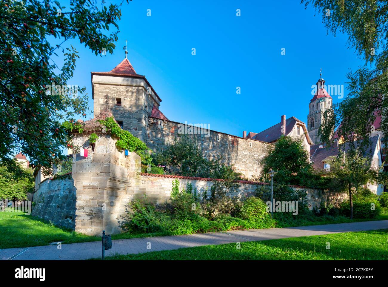 Pentagonal tower, powder tower, city fortification, old city wall, old ...