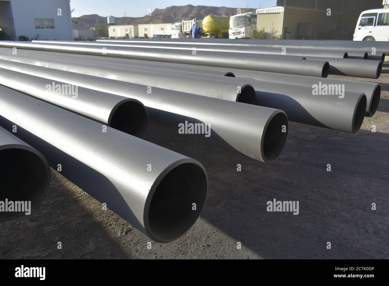 Red pipes for fire fighting system and extinguishing water lines in ...