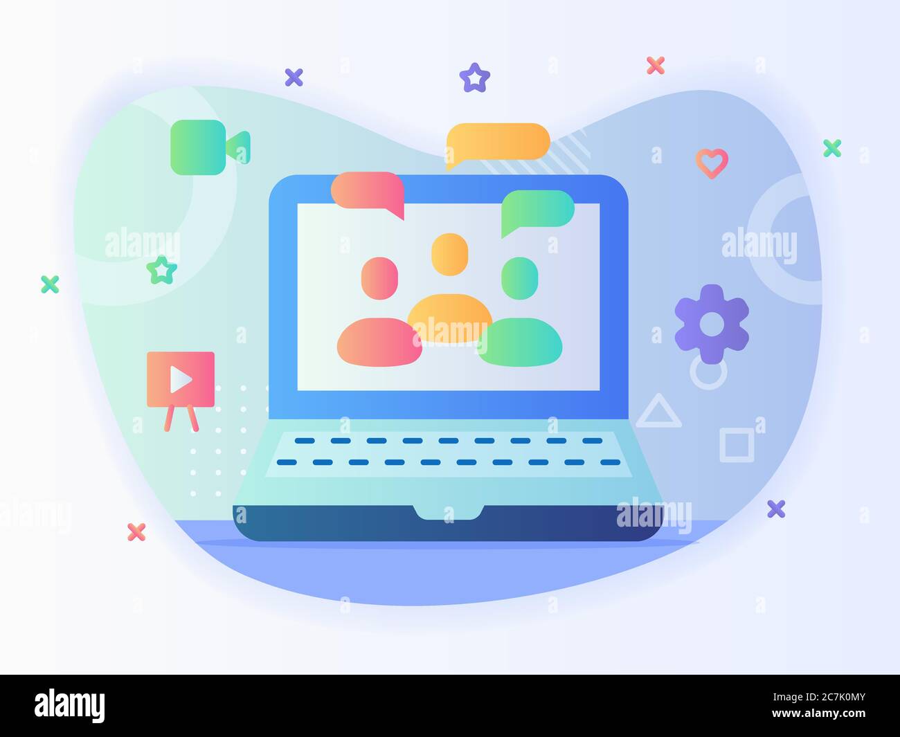 People chat meeting discussion image on laptop screen concept online ...