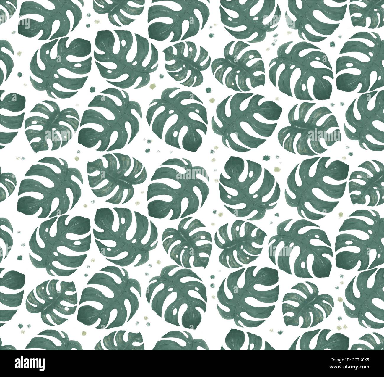 watercolor monstera leaf seamless pattern illustration idea for ...