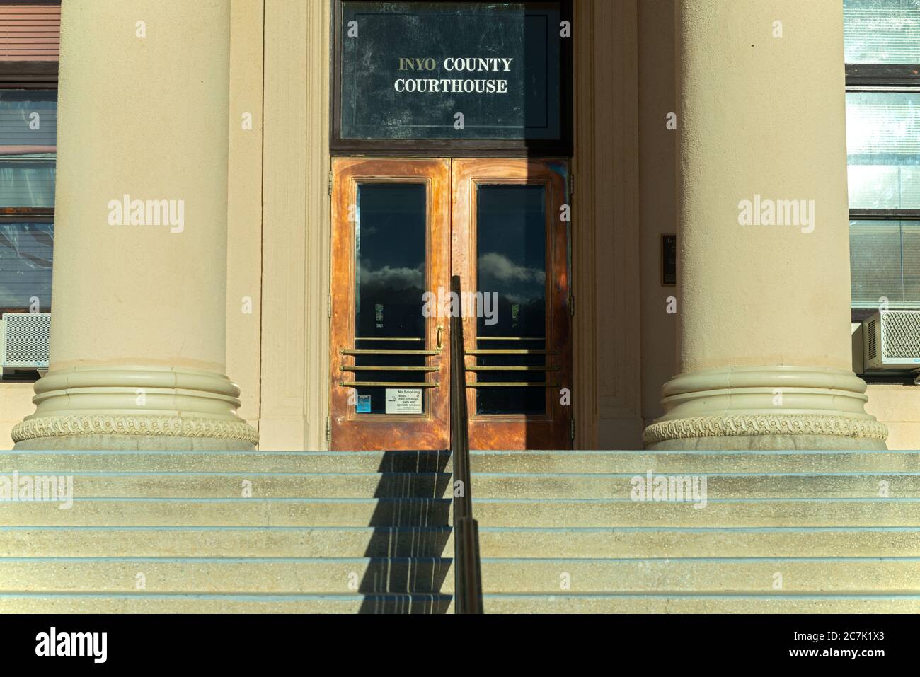 Independence, California, USA - November 18, 2012: Columns frame the ...