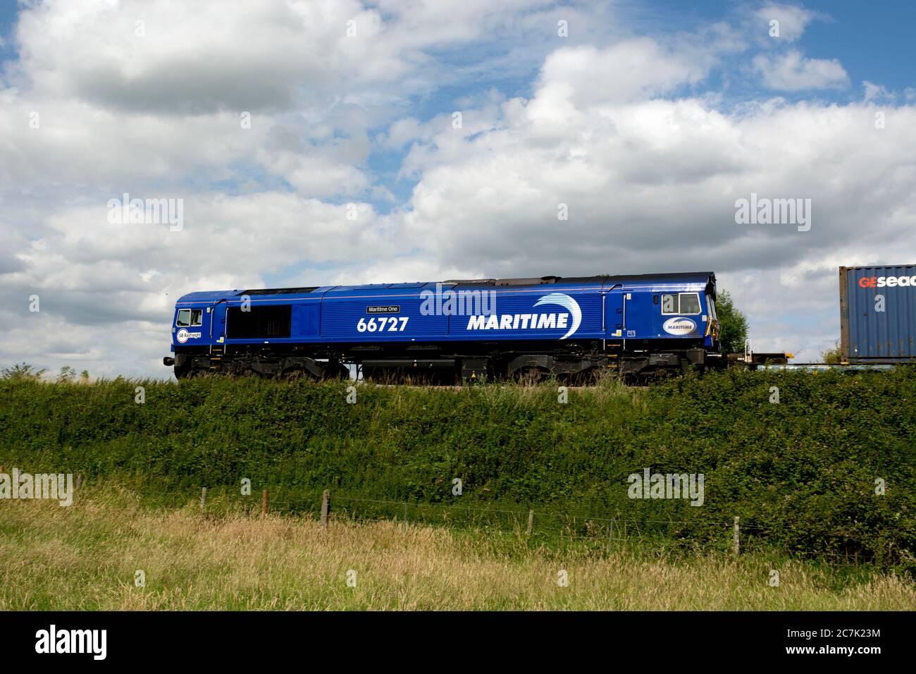 Maritime liveried Class 66 diesel locomotive No. 66727 "Maritime One ...