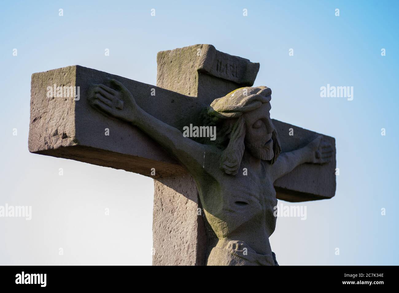 Closeup shot of the statue of Jesus Christ touching the clear sky Stock ...