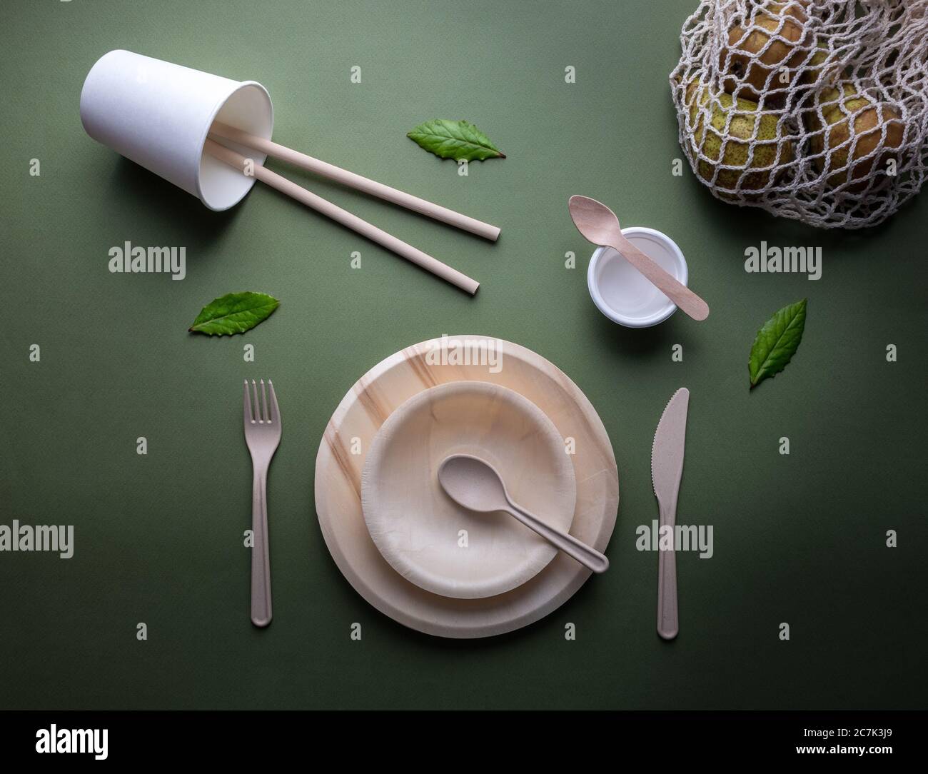Zero waste eating utensils. Overhead shot with copy space Stock Photo ...