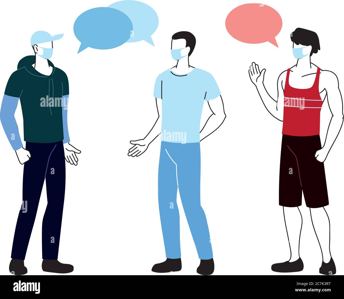 men with mask talking by bubble vector illustration desing Stock Vector ...