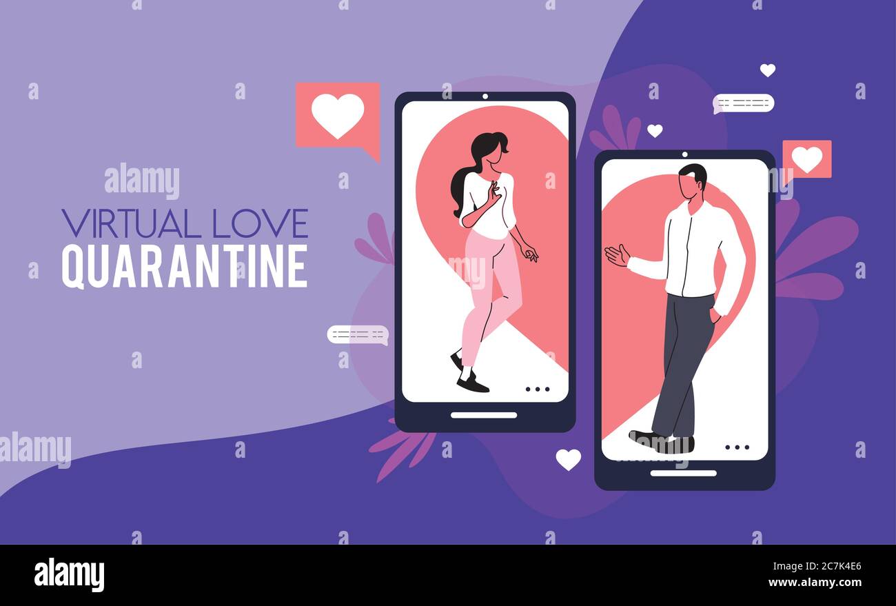 Online virtual relationships by quarantine vector illustration desing ...