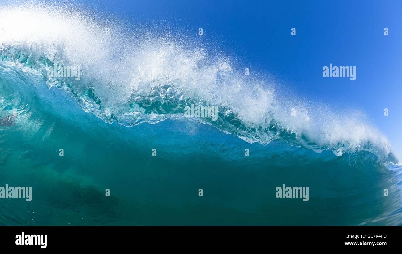 Ocean sea wave encounter swimming closeup water photo of blue water ...
