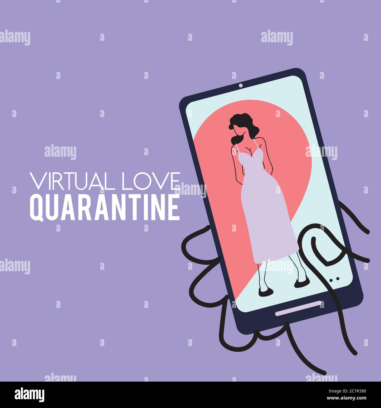Online virtual relationships by quarantine vector illustration desing ...