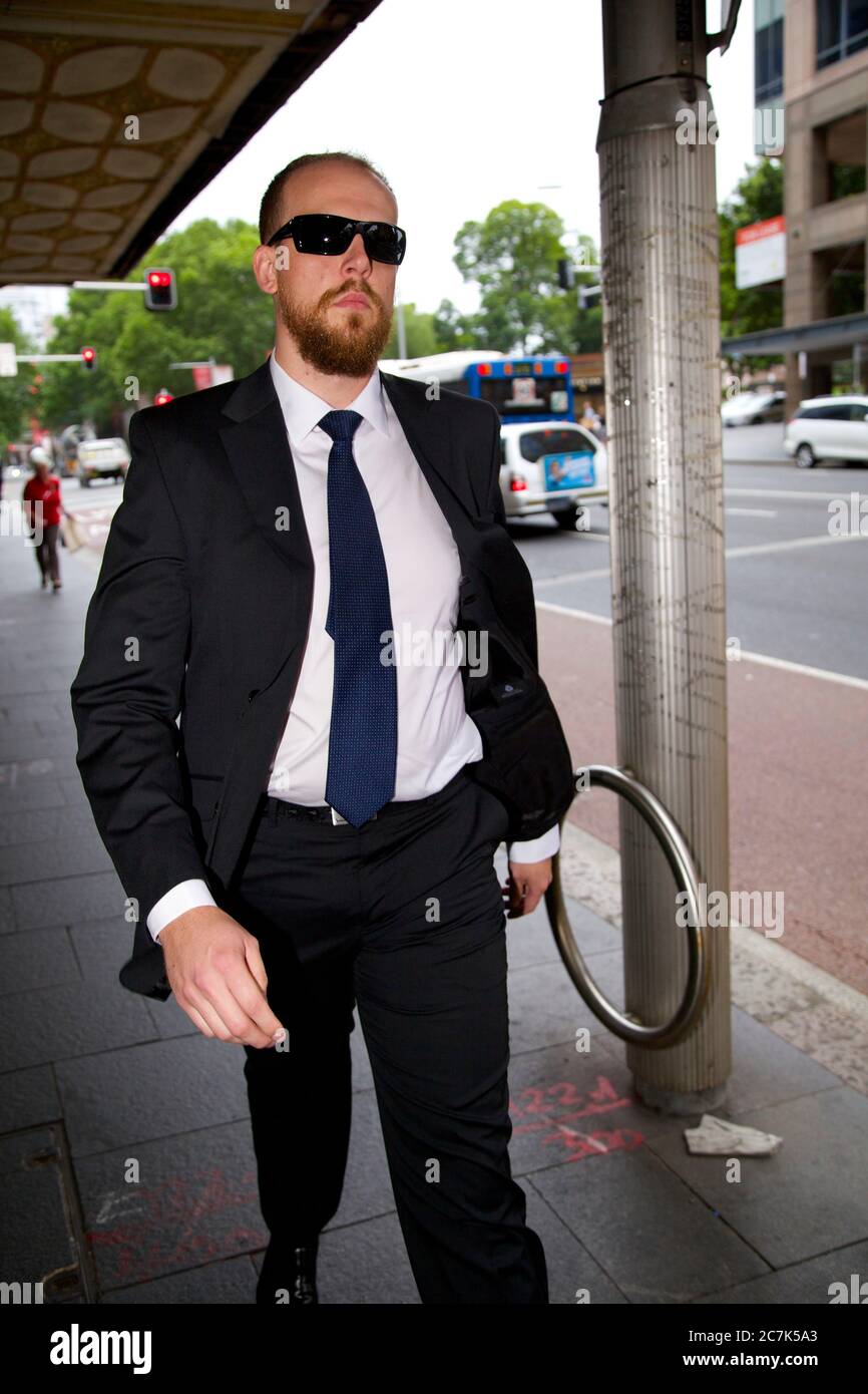 Police officer Damian Ralph leaves Downing Centre Court in Sydney Stock ...