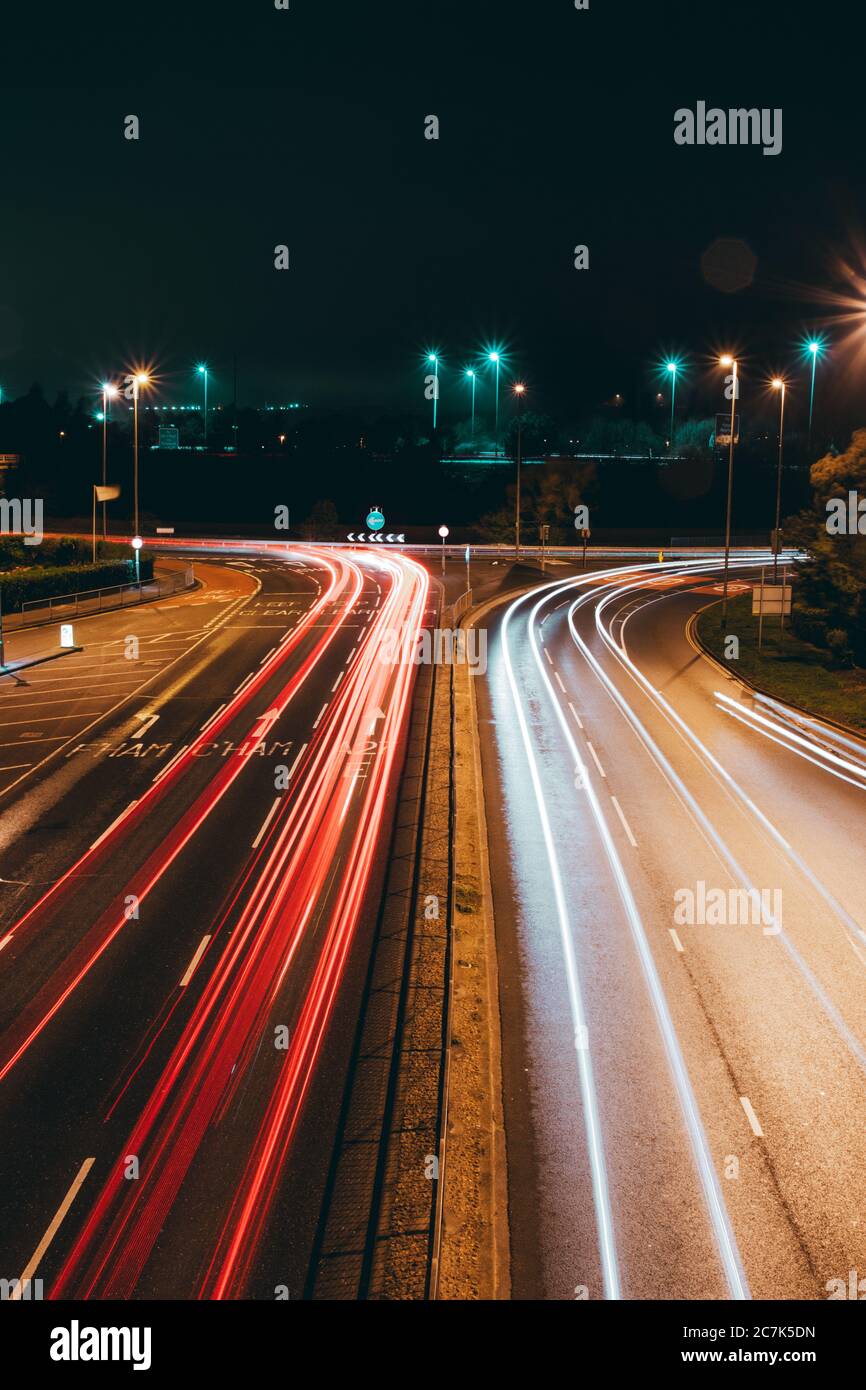 Roundabout light trails hi-res stock photography and images - Alamy