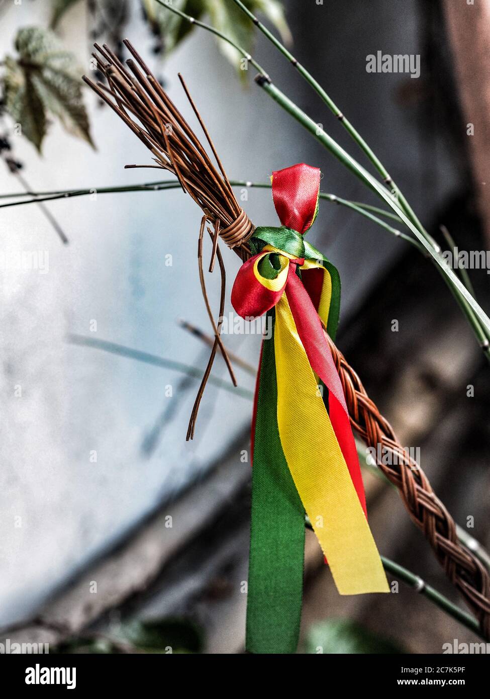 Easter whip with colorful ribbons. Traditional symbol of spring Stock ...