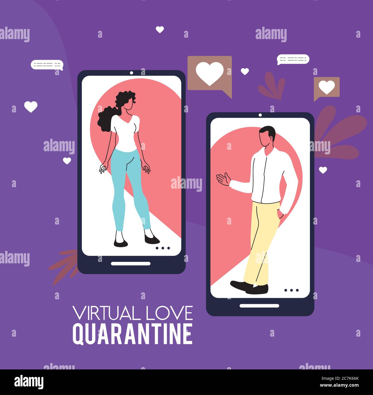 Online virtual relationships by quarantine vector illustration desing ...