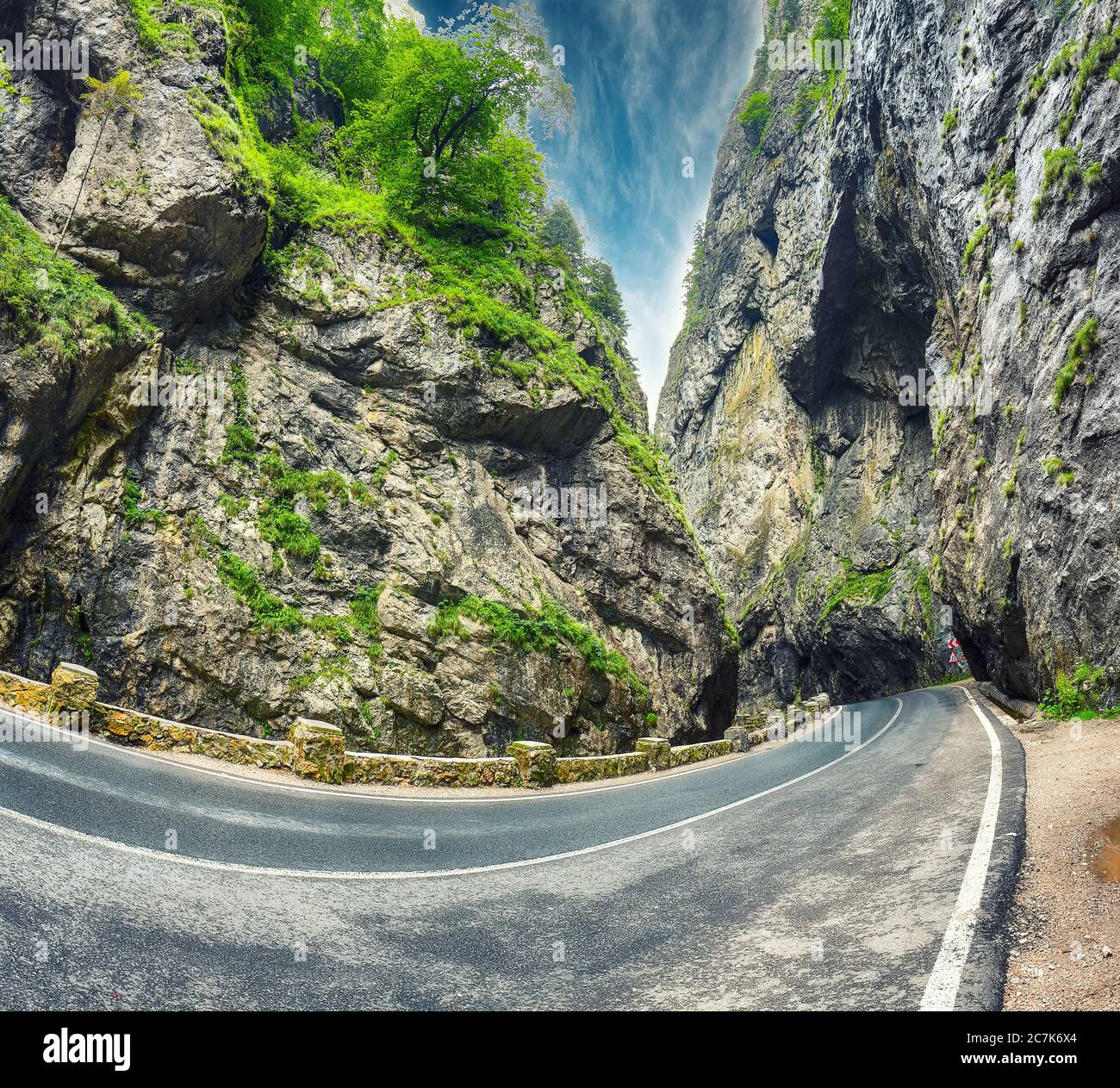 Amazing summer view of Bicaz Canyon/Cheile Bicazului. Canyon is one of ...