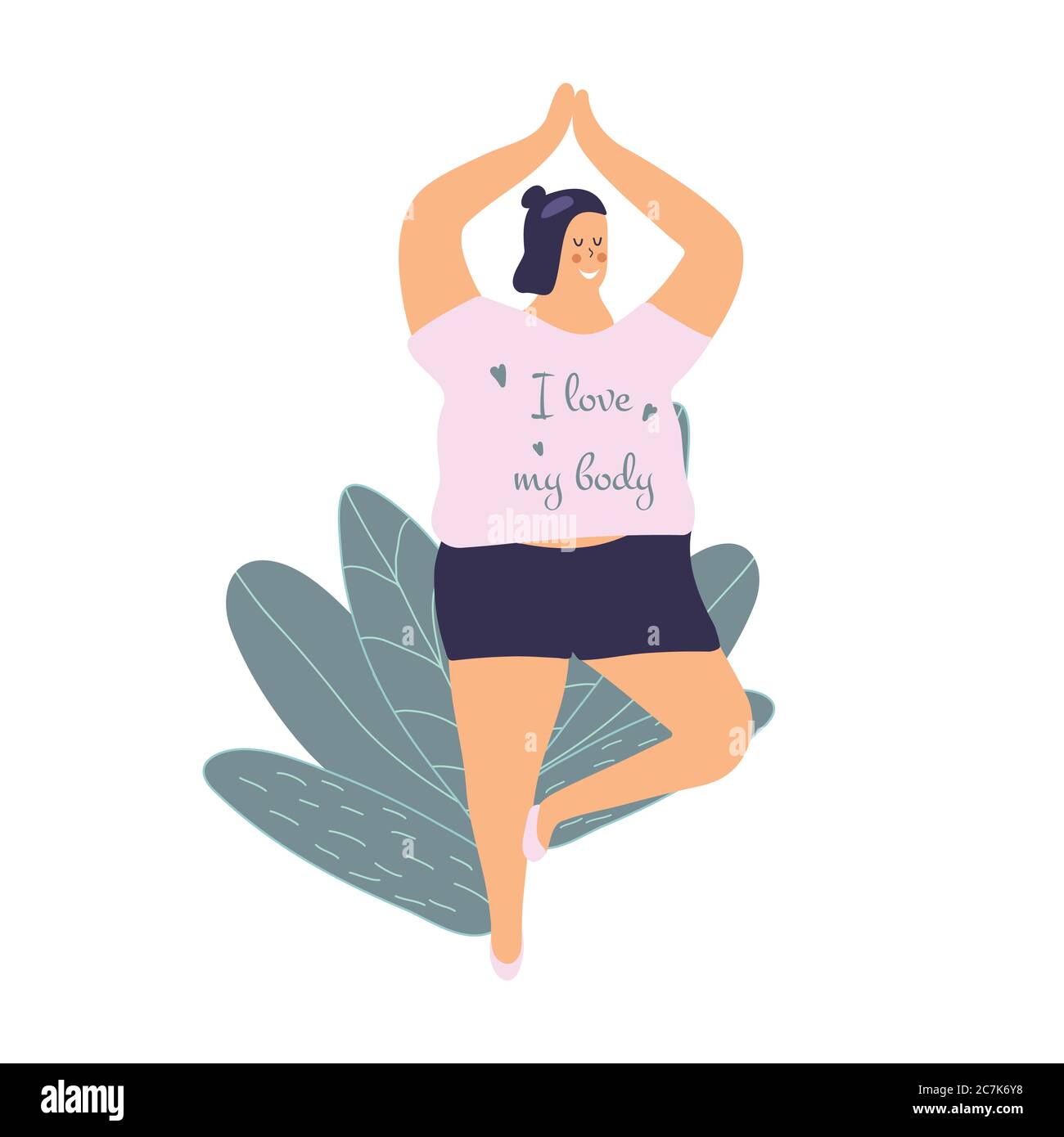 Body positivity cute young plump girl with more size-inclusive body do ...