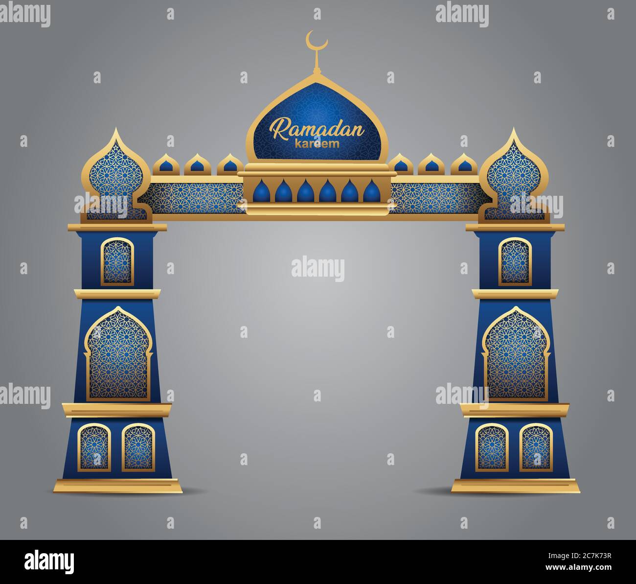 Ramadan background with golden event entrance arch, with golden arabic ...
